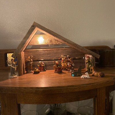 Rustic Lighted Handmade Wooden Nativity Manger Stable Reclaimed Cedar FAST SHIPPING - Etsy