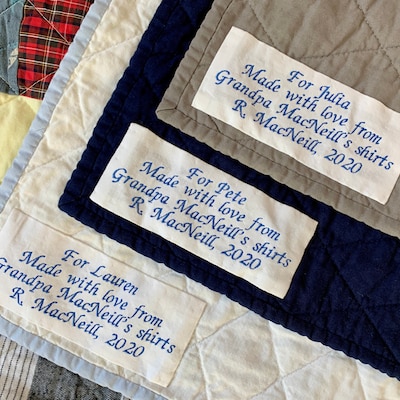Machine Embroidered Personalized Quilt Label - Etsy