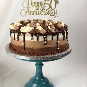 Happy 50th Anniversary Topper, Anniversary Cake Topper, Golden ...