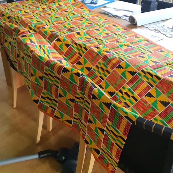 African Print Fabric Red Waves Polycotton Ankara Fabric / African Cloth ...