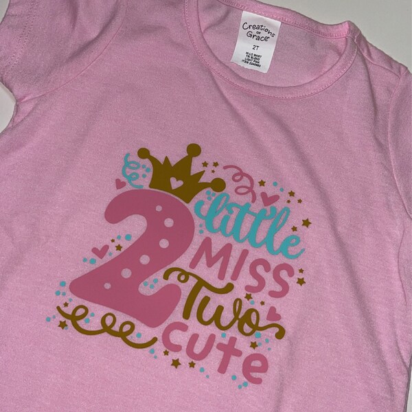 Little Miss Two Cute SVG Birthday Cut File for Cricut, Silhouette, 2 ...