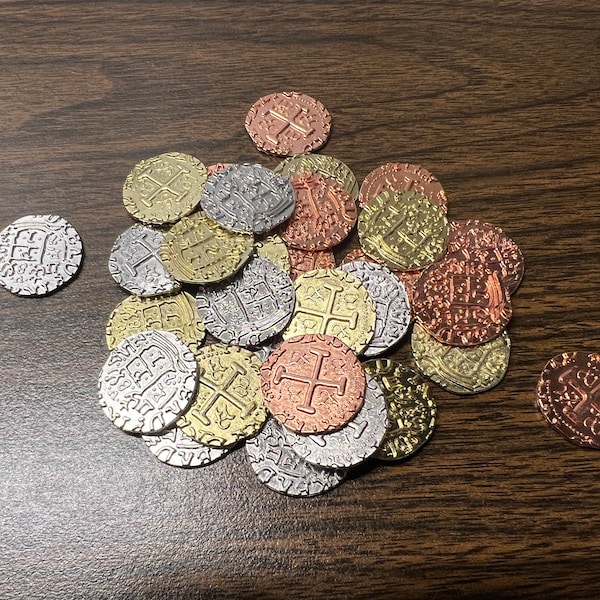 Metal Coins, Pirate Treasure, Play Money Gold Silver and Copper 22mm - Etsy