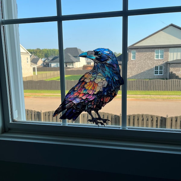 Common Raven Window Cling Sticker Decal Window Film Gift for Bird ...