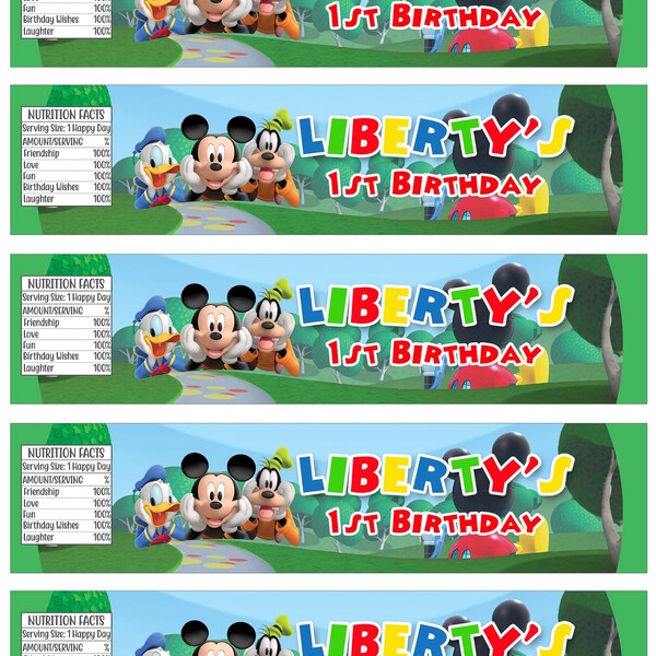 Mickey Mouse Water Bottle Labels, Mickey Mouse Party Label, Mickey ...