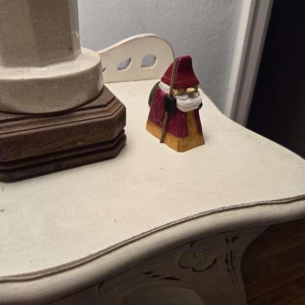 Hand Carved Wooden Folk Art Triangle Santa Claus Figure - Etsy