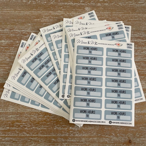Work Hours Planner Stickers, Work Stickers, Work Hours Tracker Stickers ...
