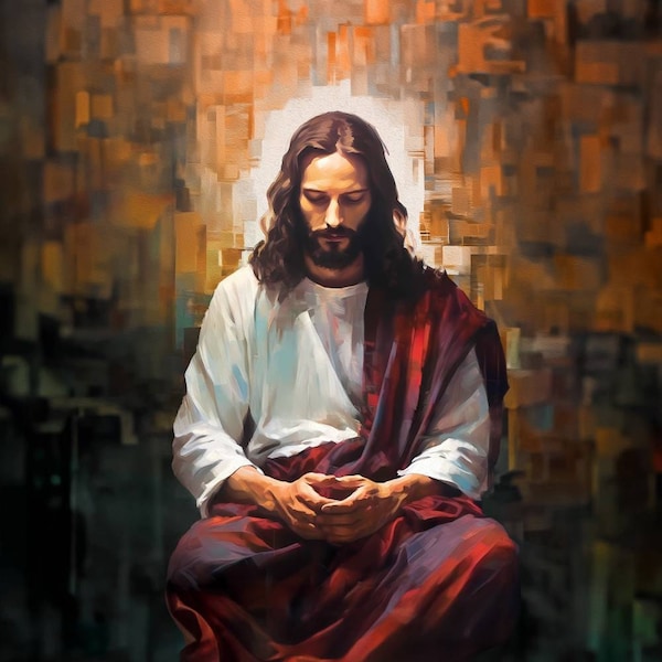 Meditation Jesus Wall Art Print Painting of Jesus Meditating Yoga ...
