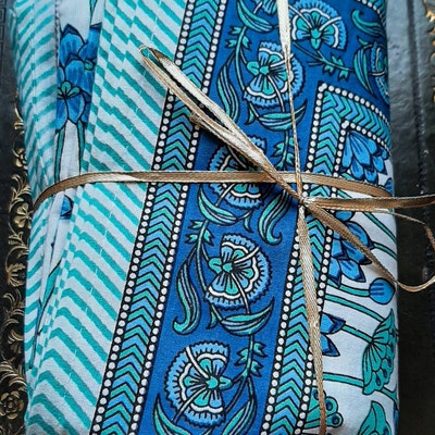 Indigo/dabu/blue Block Prints Fabric Hand Printed Indian Fabric Natural ...