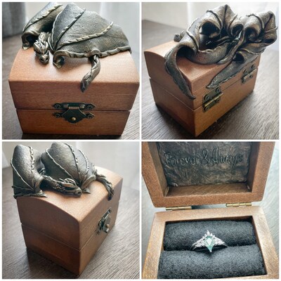 Bronze Dragon Box Wooden Wedding Box for Rings Proposal Box Ring ...