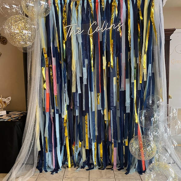 Custom Fringe Backdrop: Colorful Party, Birthday, Rainbow Decorations ...