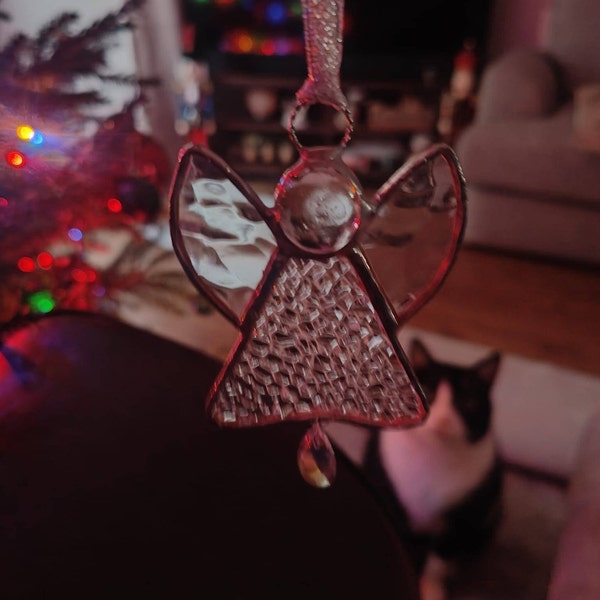 Gorgeous Stained Glass Angel Suncatcher With Small Glass Prism ...
