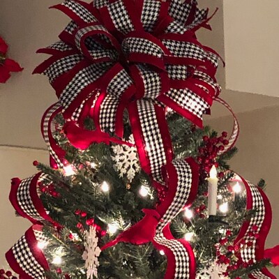 Christmas Wired Ribbon 2.5 Red Velvet Black White - Etsy