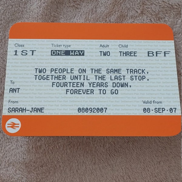 Personalised Train Ticket Anniversary Card, Custom Anniversary Card ...