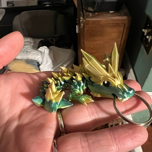 3D Printed Crystal Dragon Keychain - Tadling Dragon - Etsy