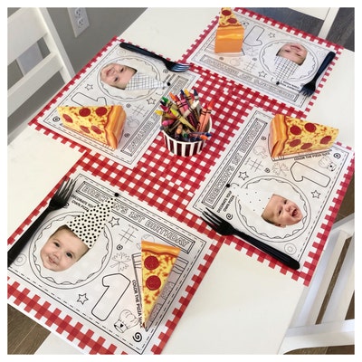PIZZA Birthday, Printable Placemat Activity, Birthday Coloring ...
