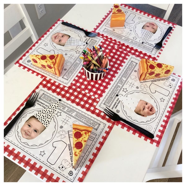 PIZZA Birthday, Printable Placemat Activity, Birthday Coloring ...