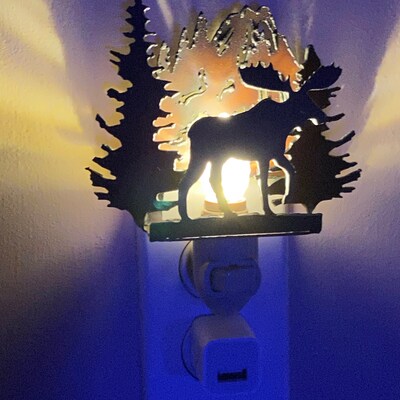 Moose Night Light Made Out of Rusted Steel - Etsy