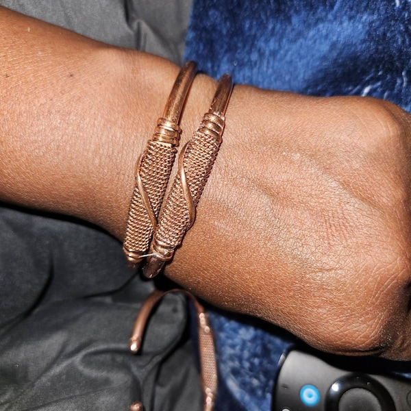 Handmade African Copper Cuff Bracelet, Adjustable Unisex Design - Etsy