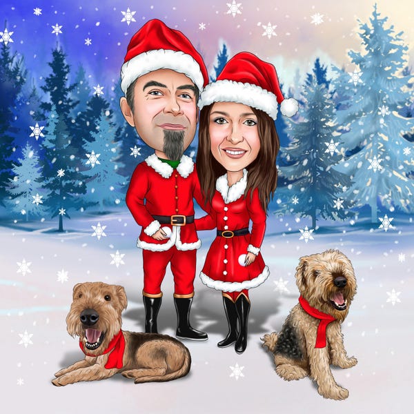 Wedding Caricature Portrait Personalized Wedding Couple Caricature From Photo Bride and Groom ...