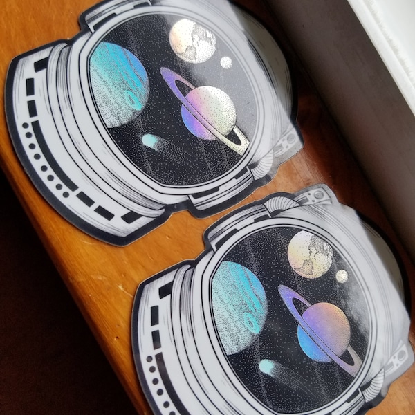 Space Helmet Holographic Sticker - Etsy