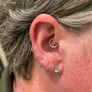 14k White Gold Rook Piercing Double Jeweled Barbell.2.5mm - Etsy