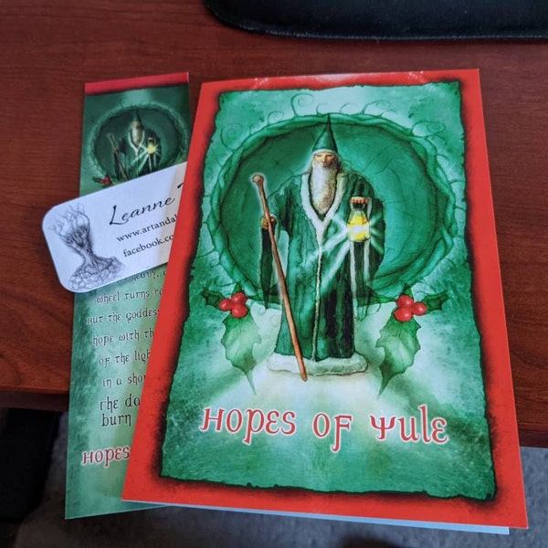 Yule Postcard, White Wolf Christmas Postcard, Winter Solstice Art Card ...