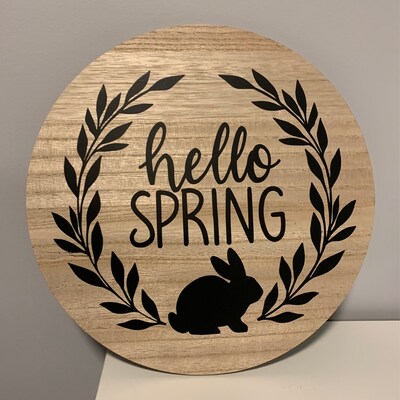 Hello Spring SVG File, Spring SVG File, Rabbit Silhouette, Hello Spring ...