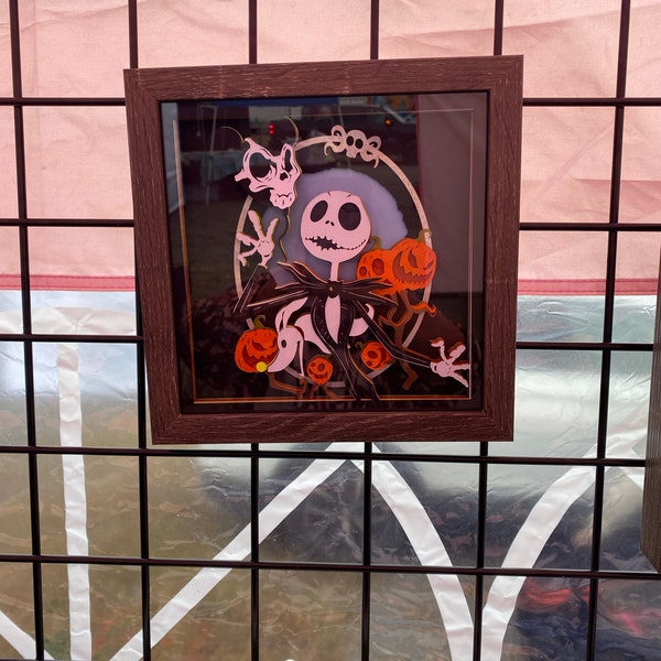 The Nightmare Halloween 3D Box, Jack Skellington Shadow Box Svg, Jack ...