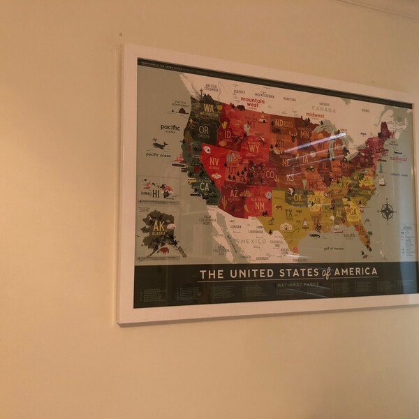 Educational Children's US Map, Fun Illustrated Map, US National Parks ...