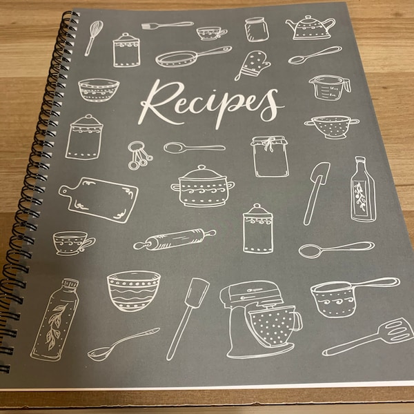 Blank Recipe Notebook Large Recipe Book Kitchen Utensils Recipe Journal ...