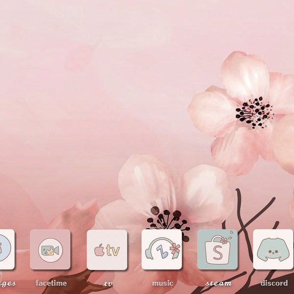 Sakura App Icon Pack | Kawaii Ios + Android Theme (60 Icons, Wallpapers ...