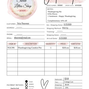 ROSY Rose Gold Order Form Template, Modern Printable Order Form ...