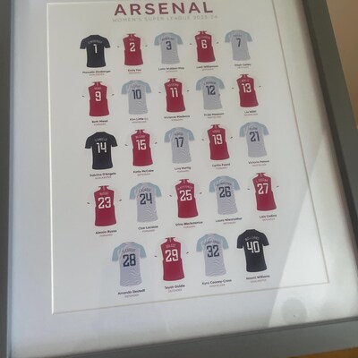 Arsenal Women's Super League 2023-24 Squad Print Shirt Poster Art FREE ...