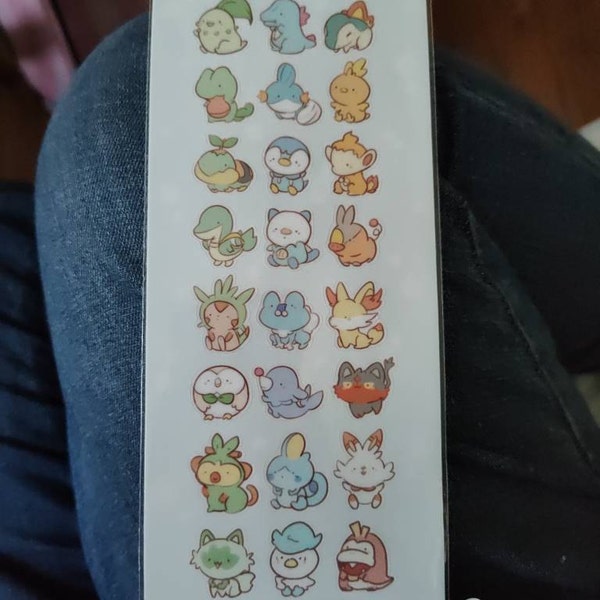 Pastel Tiny Derpy Poke Gen 1-9 Starters Sticker Sheet | 27 Stickers! - Etsy