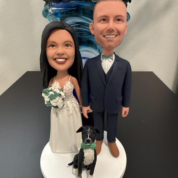 Handmade Custom Marry to Me Kiss Wedding Bobble Head Handmade Polymer ...