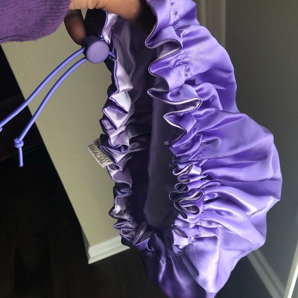 Customisable - Drawstring Double Layered Reversible Satin Bonnet ...