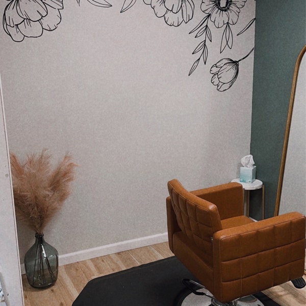 Floral Corner, Floral Wall Decals, Floral Wall Art, Butterfly, Floral ...