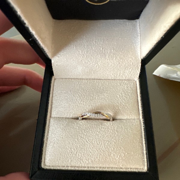 Classic Twisted 18K Gold Two Tones Wedding Band, Pave Natural Diamond ...