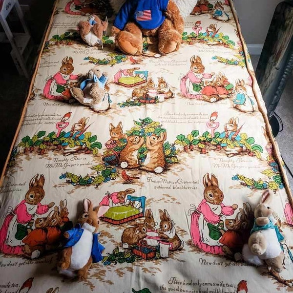 Vintage Beatrix Potter PETER RABBIT 1970's Cotton Pinch Pleat Custom ...