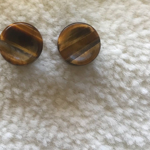 Pair of Real CONCAVE TIGER EYE Plugs Gauges Body Jewelry Double Flared ...