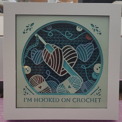 3D Crochet Shadow Box, I'm Hooked on Crochet SVG, Yarn Heart, Heart ...