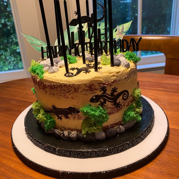 Custom Lizard Cake Topper, Lizard Party Decorations, Reptile Birthday ...