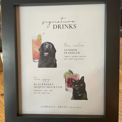 HAND-DRAWN Custom Dog & Cat Signature Cocktails Sign, Pet Signature ...