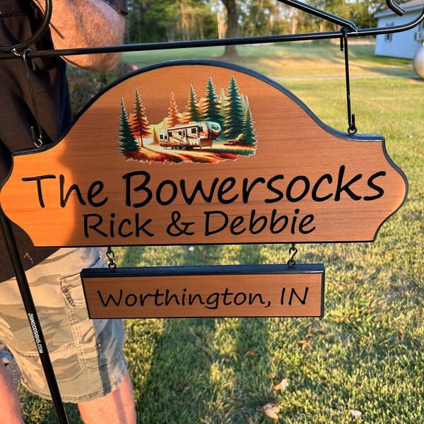 Custom RV Carved Camp Signs Etsy Family Name Sign W Sign Holder Option ...