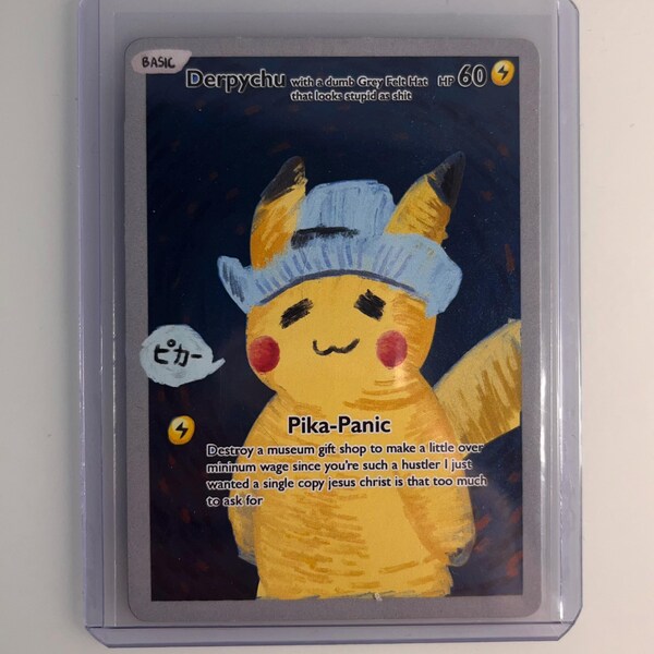 Derpy Van Gogh Pikachu With Gray Felt Hat That Looks Stupid as Shit ...