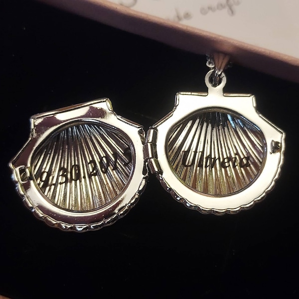 Custom Engraved Sea Shell Locket Necklace/ Personalized Seashell Locket ...