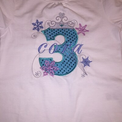 Snowflakes Number Three 3rd Birthday Applique Machine Embroidery Design ...