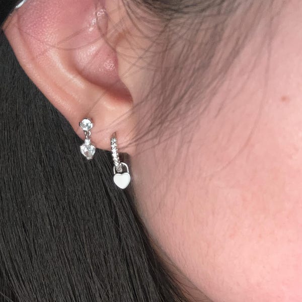 Emerald Green Dangle Earrings, Ear Stacks, 925 Sterling Silver Drop ...