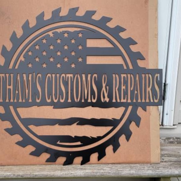 Custom American Flag Workshop Sign | Metal Shop Sign | Free Shipping ...