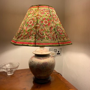 Mandala Pot Lamp Shade Large Sea-Blue Hand Painted Leather | Etsy